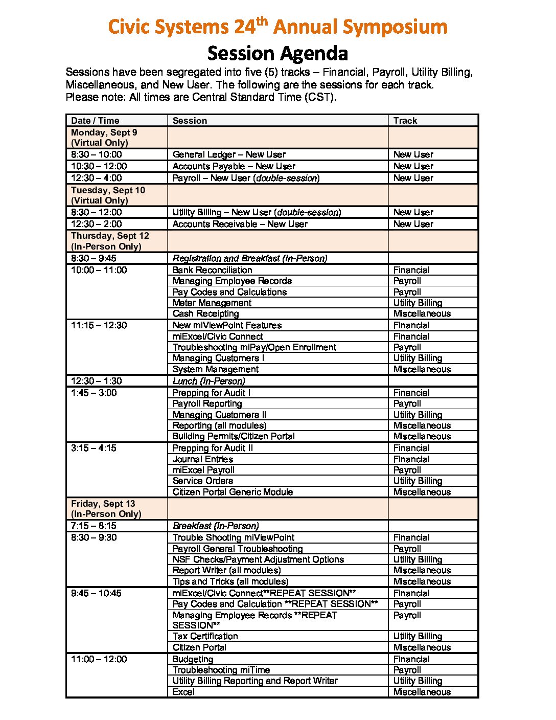 Session Agenda – 2024 - Civic Systems, LLC
